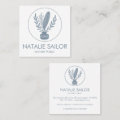 Chic Elegant Botanical Quill Logo Notary Public Square Business Card ...