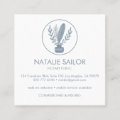 Chic Elegant Botanical Quill Logo Notary Public Square Business Card ...