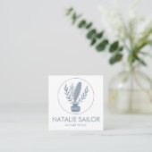 Chic Elegant Botanical Quill Logo Notary Public Square Business Card ...