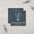 Chic Elegant Botanical Quill Logo Notary Public Square Business Card ...
