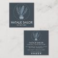 Chic Elegant Botanical Quill Logo Notary Public Square Business Card ...