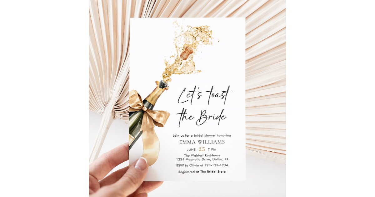 Chic Elegant Champagne Let's Toast Bridal Shower Invitation | Zazzle