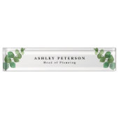 Chic Elegant Eucalyptus Leaves Desk Name Plate | Zazzle