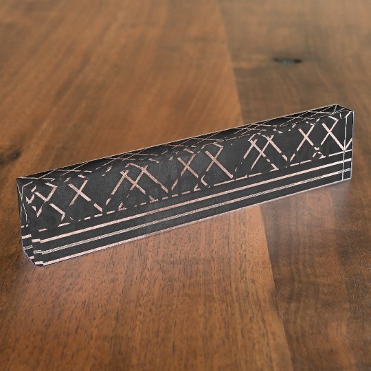 Chic & Elegant Faux Rose Gold Geometric Triangles Name Plate | Zazzle.com