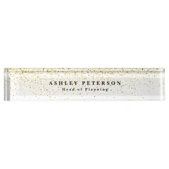 Chic Elegant Glitter Background Desk Name Plate | Zazzle