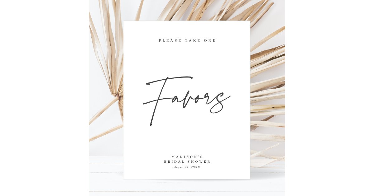 Chic Elegant Minimalist Bridal Shower Favors Sign | Zazzle