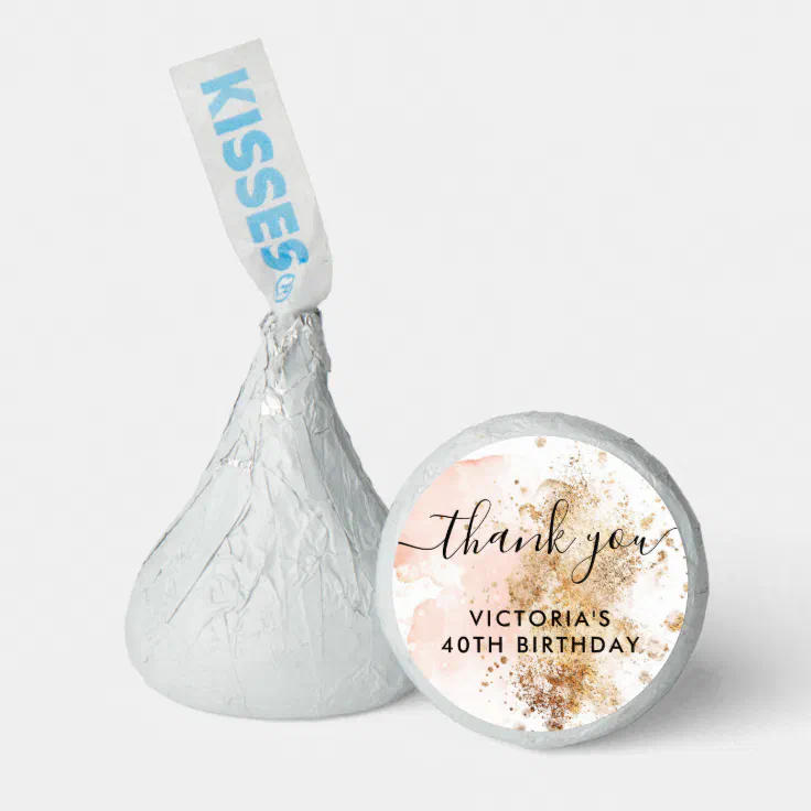 Chic Elegant Pink Gold Woman 40Th Birthday Party Hershey s Kisses chic-elegant-pink-gold-woman-40th-birthday-party-hershey-s-kisses