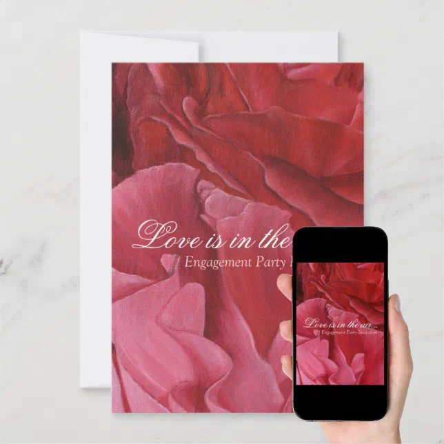 Chic elegant red roses engagement party invites | Zazzle