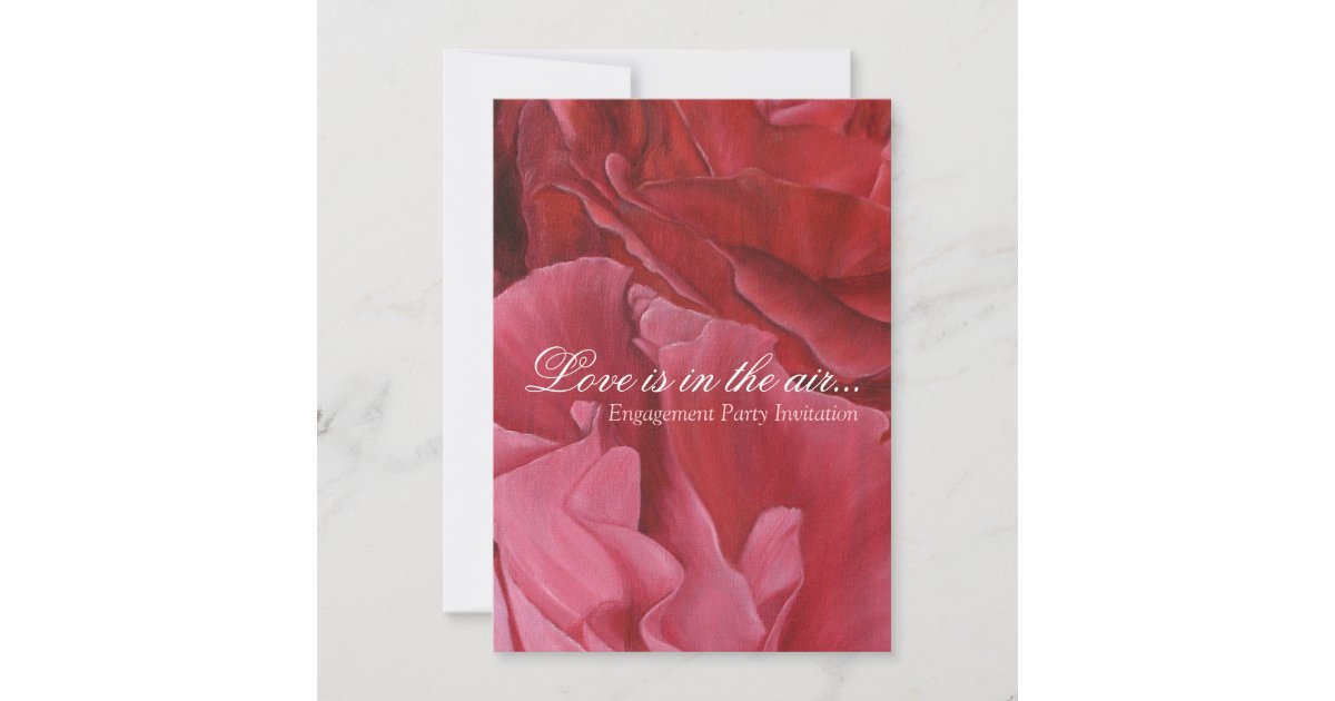 Chic elegant red roses engagement party invites | Zazzle