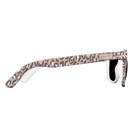 Chic Elegant Rose Gold Leopard Print Personalized Sunglasses | Zazzle