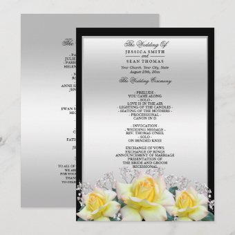 Chic Elegant Roses Silver Wedding Program | Zazzle