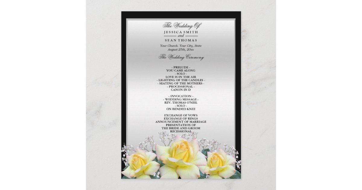 Chic Elegant Roses Silver Wedding Program | Zazzle
