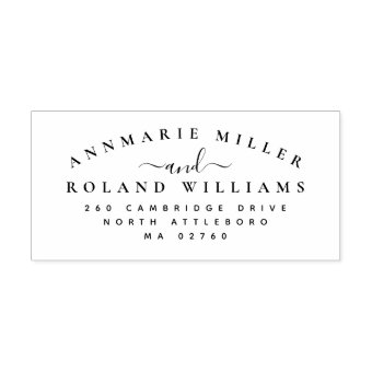 Chic Elegant Script Two Last Names Return Address Rubber Stamp | Zazzle