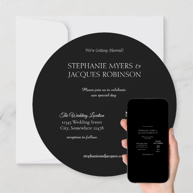 Chic Elegant Simple Black Modern Circle Minimalist Invitation | Zazzle