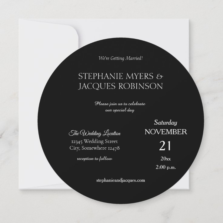 Chic Elegant Simple Black Modern Circle Minimalist Invitation | Zazzle