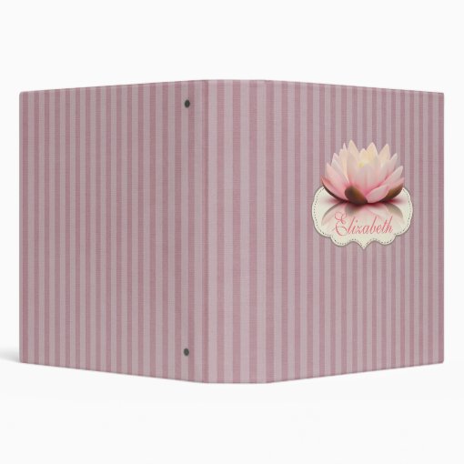 Chic Elegant Stripes,Lotus Flower 3 Ring Binder | Zazzle