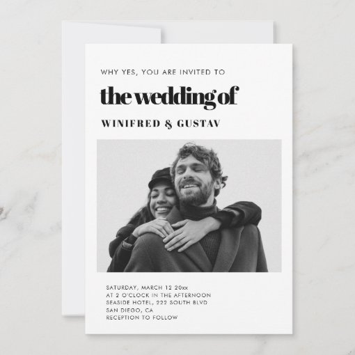 Chic elegant wedding photo invitation | Zazzle