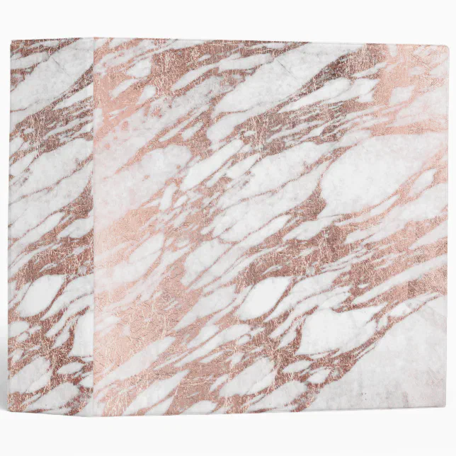Chic Elegant White and Rose Gold Marble Pattern Binder | Zazzle