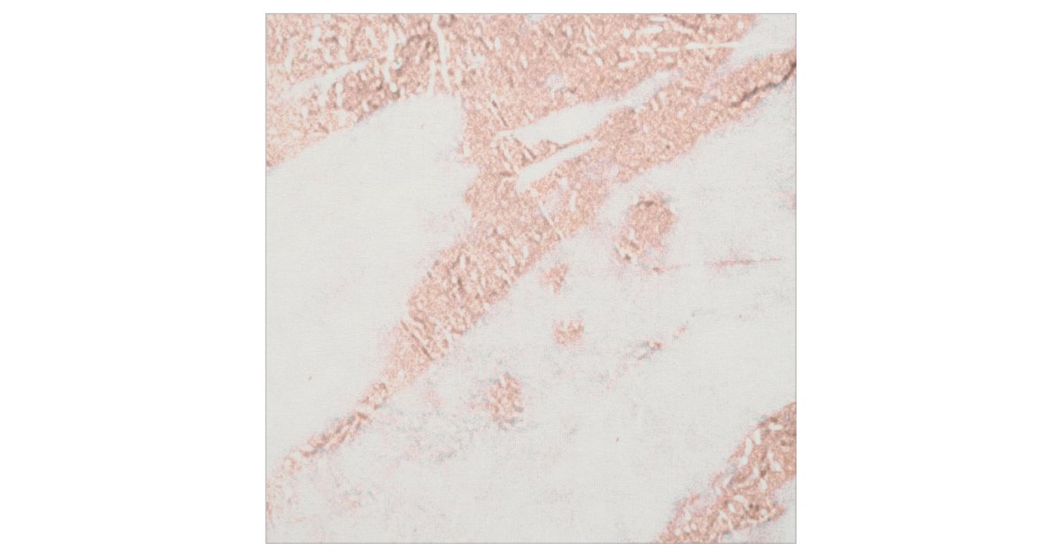 Chic Elegant White and Rose Gold Marble Pattern Fabric | Zazzle