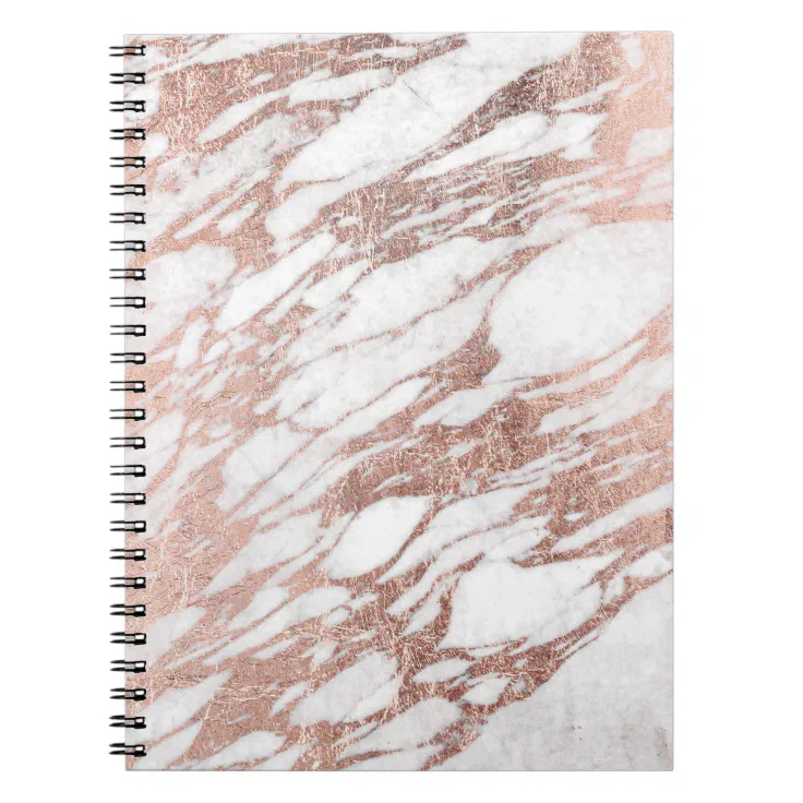 Chic Elegant White and Rose Gold Marble Pattern Notebook | Zazzle