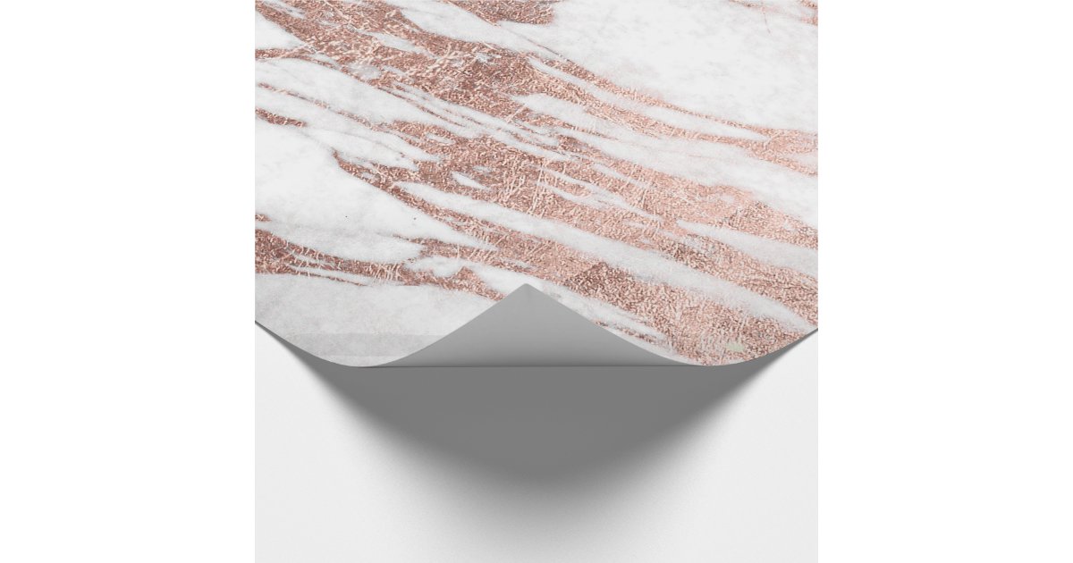 Chic Elegant White and Rose Gold Marble Pattern Wrapping Paper | Zazzle