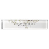 Chic Elegant White Blossom Floral Desk Name Plate | Zazzle