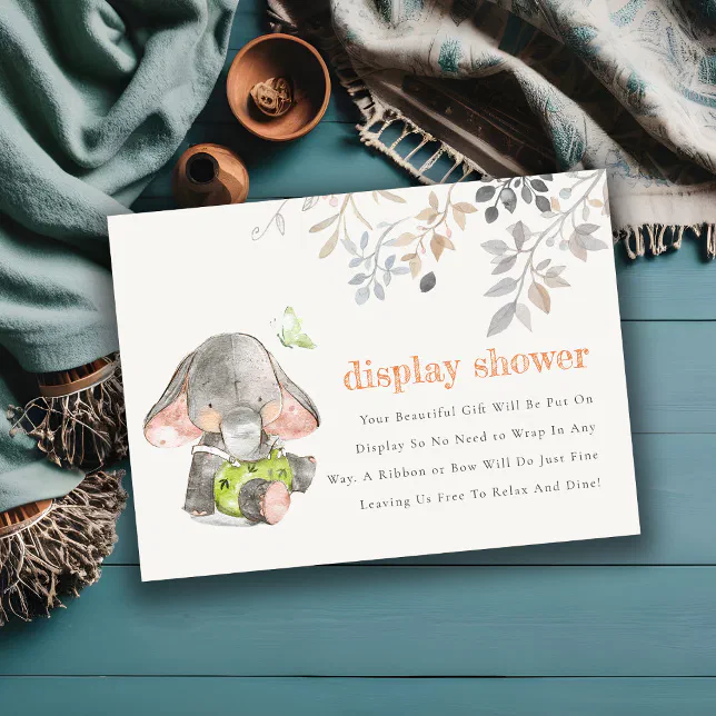 Chic Elephant Foliage Display Shower Baby Shower Enclosure Card | Zazzle