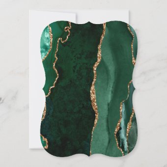 Chic Emerald Green Gold Agate Dark Bracket Wedding Invitation | Zazzle