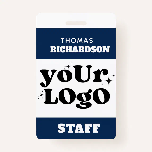 Chic Employee Name Tag Custom Business Logo Staff Badge | Zazzle