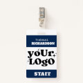 Chic Employee Name Tag Custom Business Logo Staff Badge | Zazzle