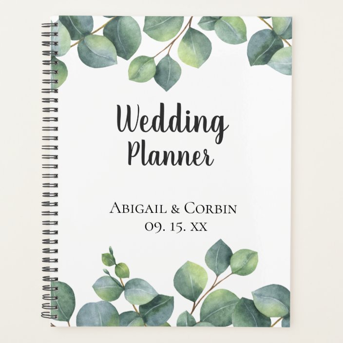Chic Eucalyptus Foliage Personalized Wedding Planner | Zazzle.com