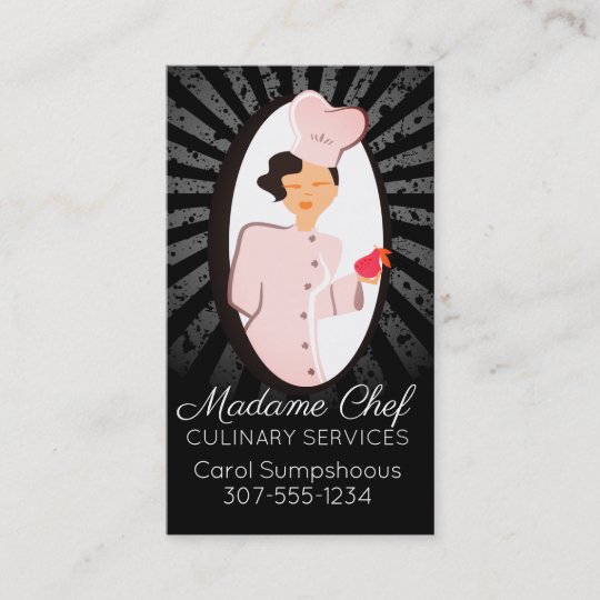 Chic fashion woman chef catering business card | Zazzle.com