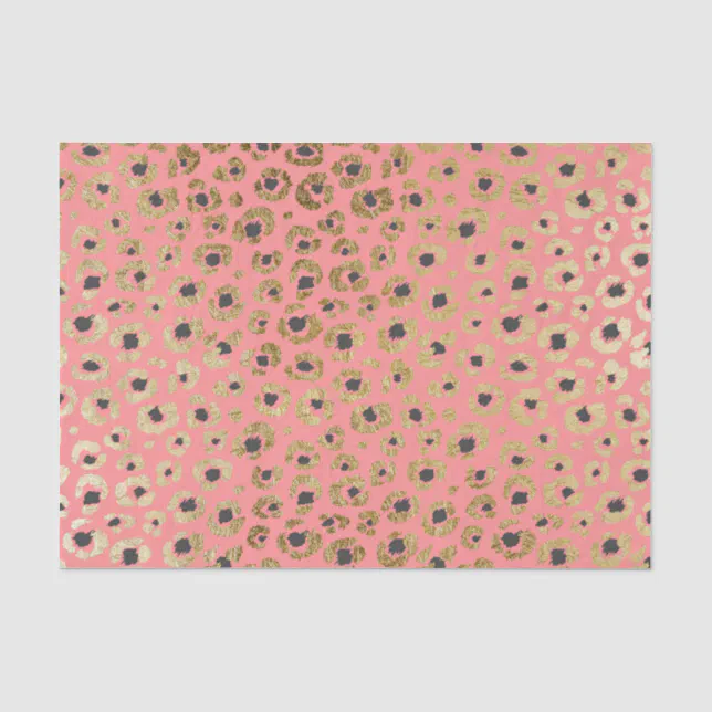 Chic Faux Gold and Black Cheetah Print on Coral Tissue Paper | Zazzle