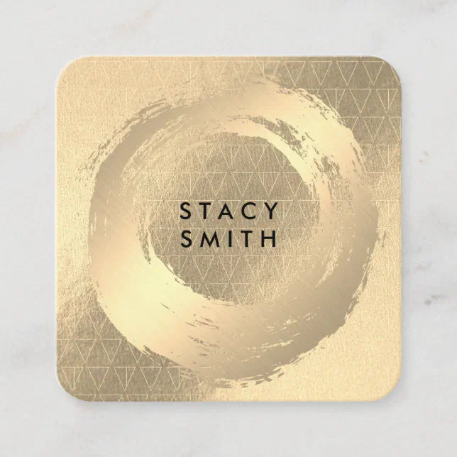Chic Faux Gold Brushed | Gold Geometric Pattern Square Business Card ...