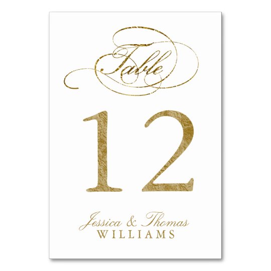 Chic Faux Gold Foil Wedding Table Number Cards | Zazzle.com