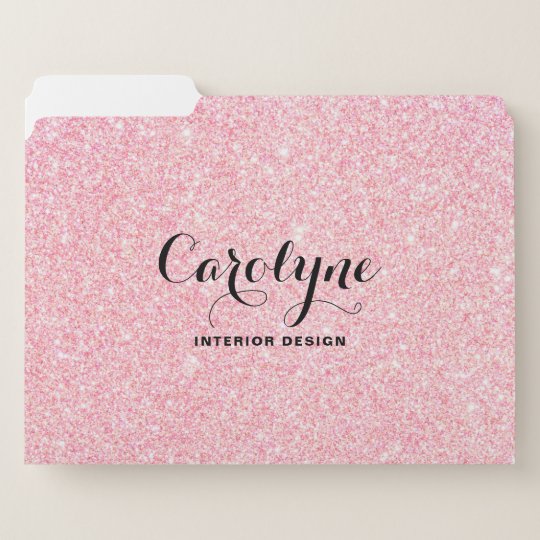 Chic Faux Pink Glitter Personalized File Folders | Zazzle.com