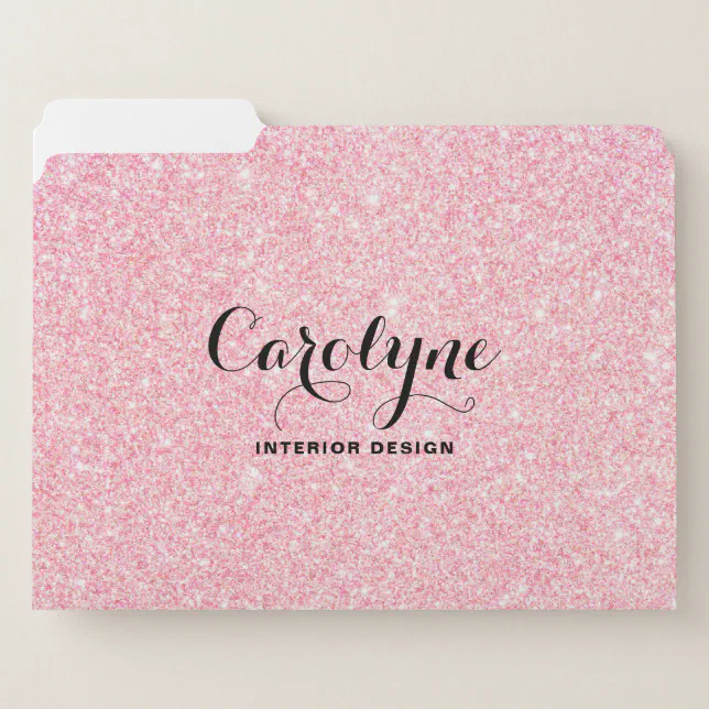 Chic Faux Pink Glitter Personalized File Folders | Zazzle