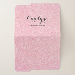 Chic Faux Pink Glitter Personalized File Folders | Zazzle
