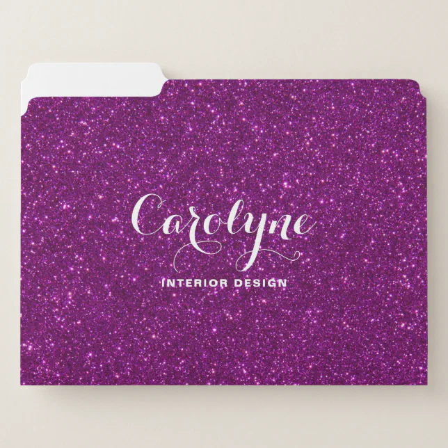 Chic Faux Purple Glitter Personalized File Folders | Zazzle