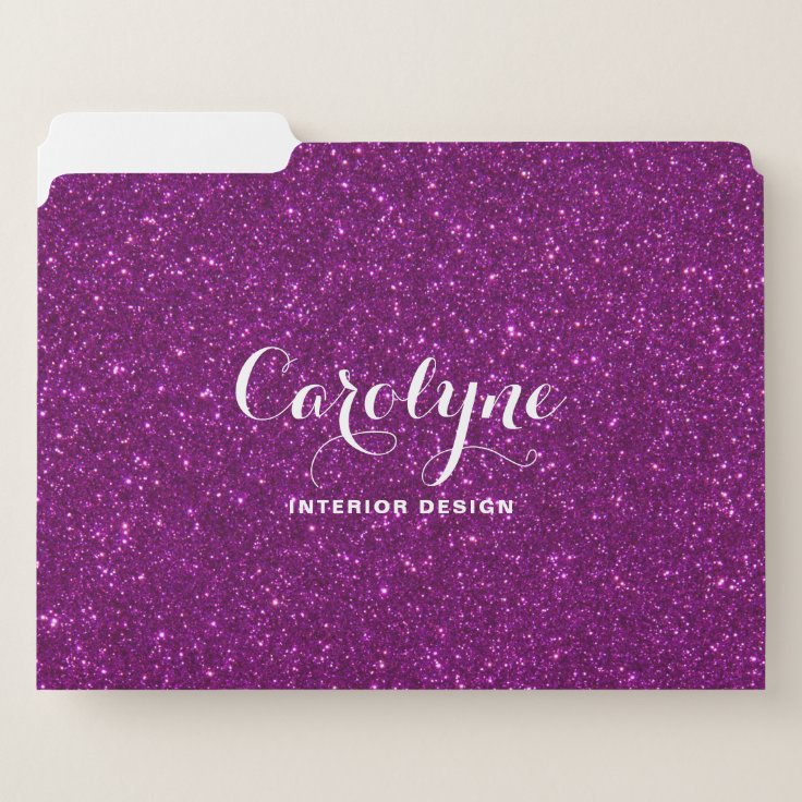 Chic Faux Purple Glitter Personalized File Folders | Zazzle