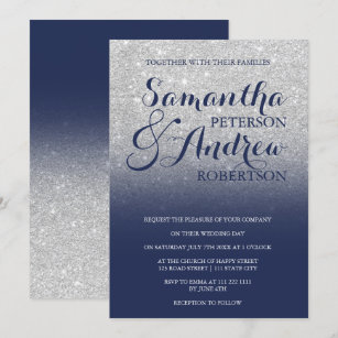 Blue And Silver Wedding Invitations | Zazzle