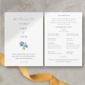 Chic Floral Blue White Hydrangea Wedding Program | Zazzle
