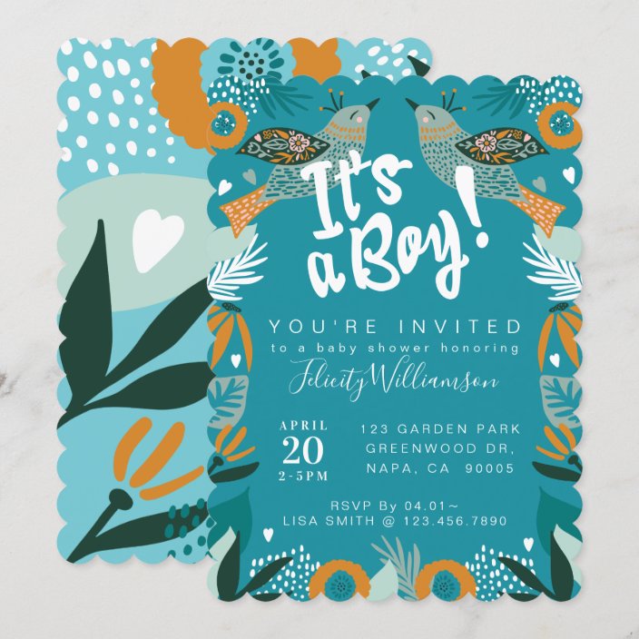 Chic Floral Botanical Bird Baby Shower Invitation | Zazzle.com