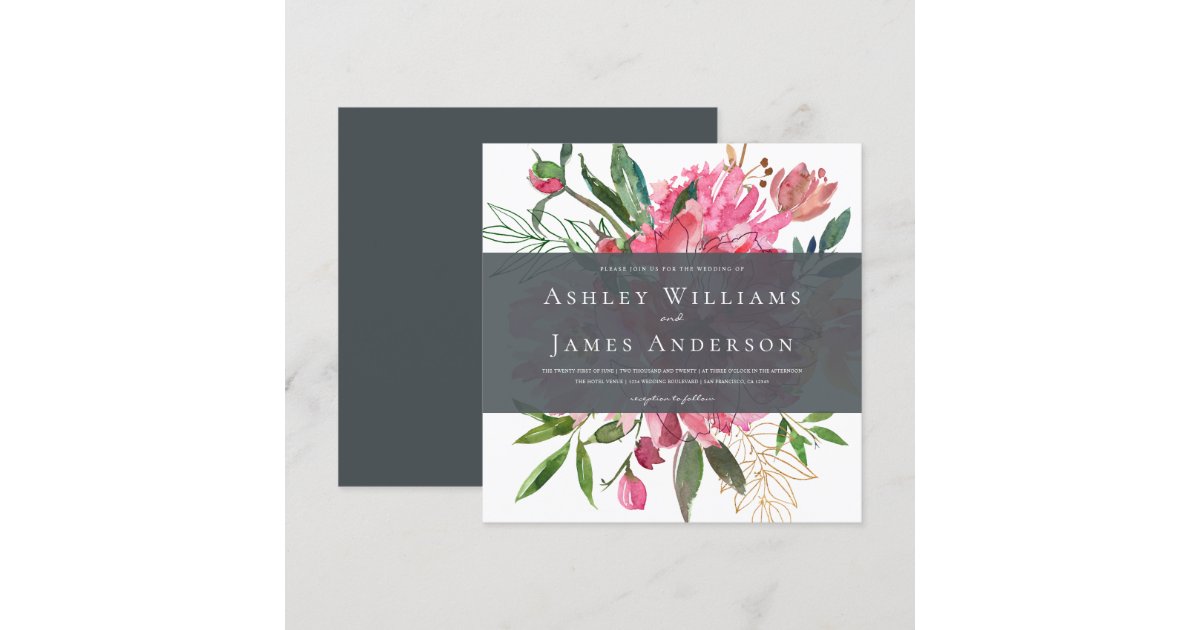 Chic Floral Pink Peony Wedding Invitation | Zazzle