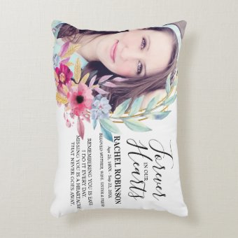 Chic Floral Remembrance Family Memorial Accent Pillow | Zazzle