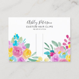 Chic Floral watercolor hair clip barrette display Business Card | Zazzle