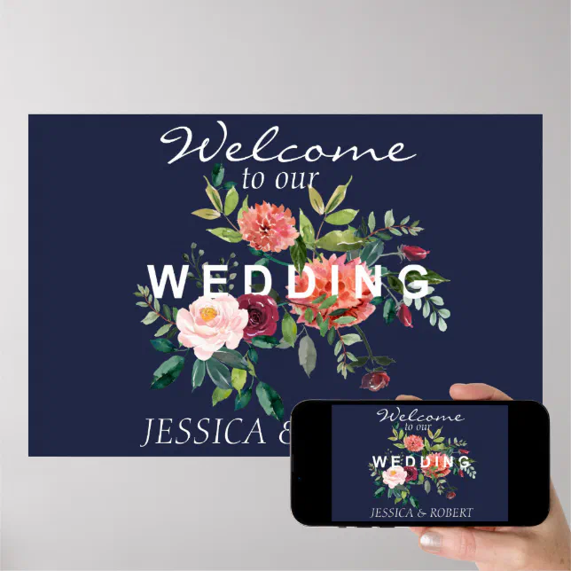 Chic Floral Wedding Welcome Poster | Zazzle