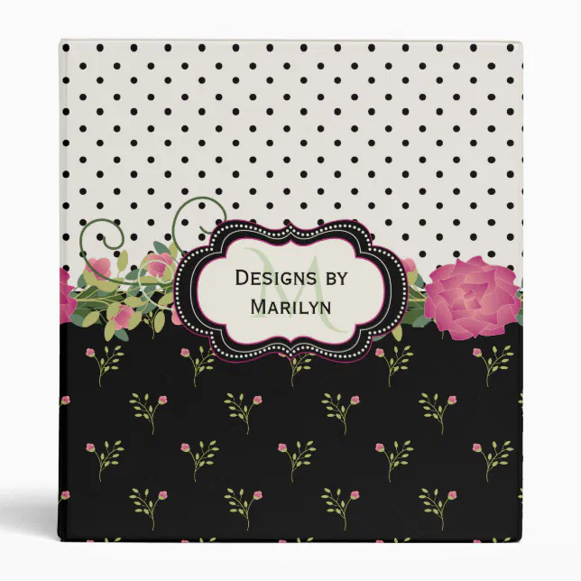 Chic Flowers and Polka Dots Custom Binder | Zazzle