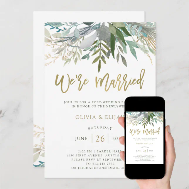Chic Foliage | We're Married Invitation | Zazzle