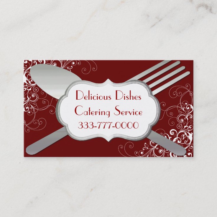 Chic Fork & Spoon Food Service Business Card | Zazzle